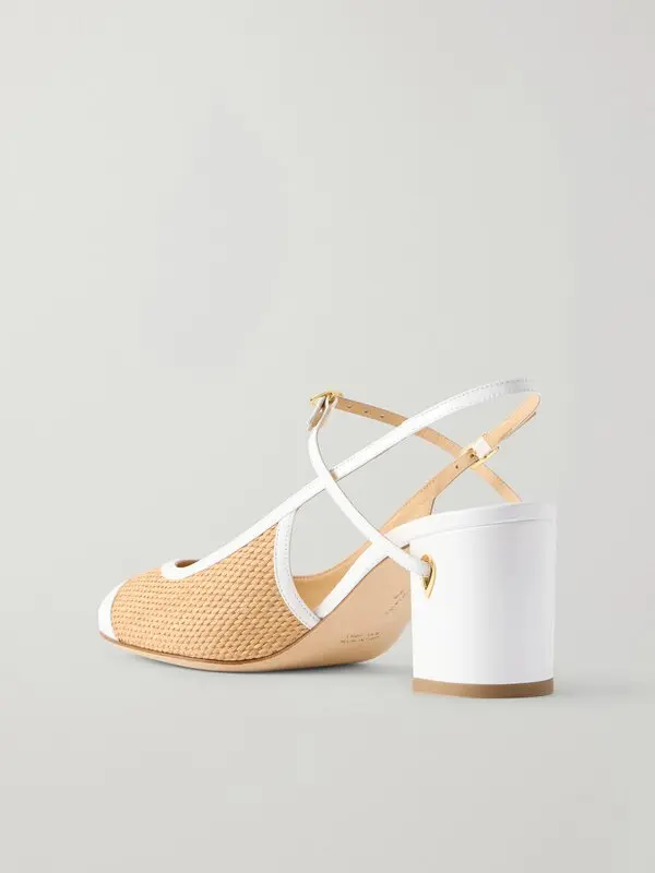Jennifer Chamandi Leather And Raffia Slingback Pumps