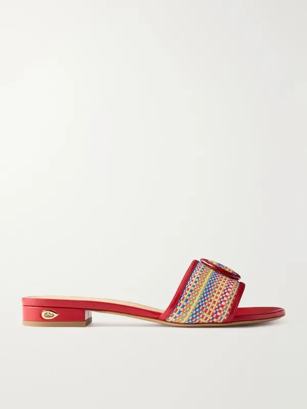 Jennifer Chamandi Andrea Woven Leather Slides - Multi