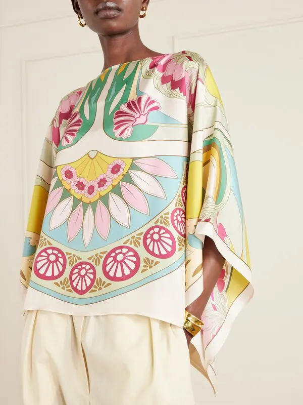 La DoubleJ Printed Silk-twill Blouse