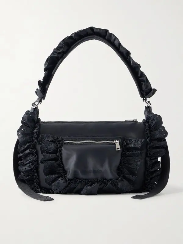 Simone Rocha Broderie Anglaise-trimmed Shell Shoulder Bag - Black