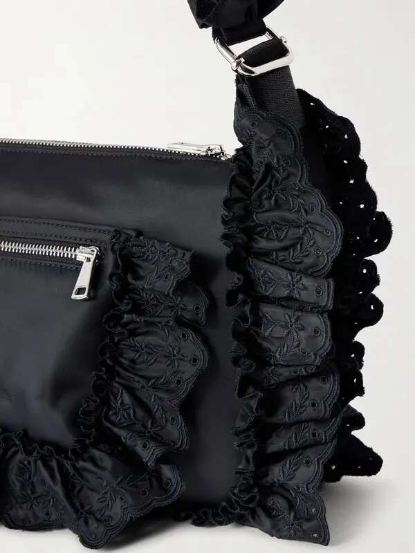 Simone Rocha Broderie Anglaise-trimmed Shell Shoulder Bag - Black