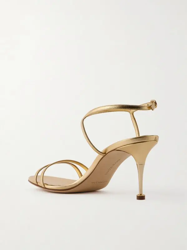 Manolo Blahnik Ciagalo Metallic Leather Sandals - Gold