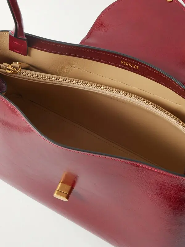 Versace Vivian Medium Glossed-leather Shoulder Bag - Red