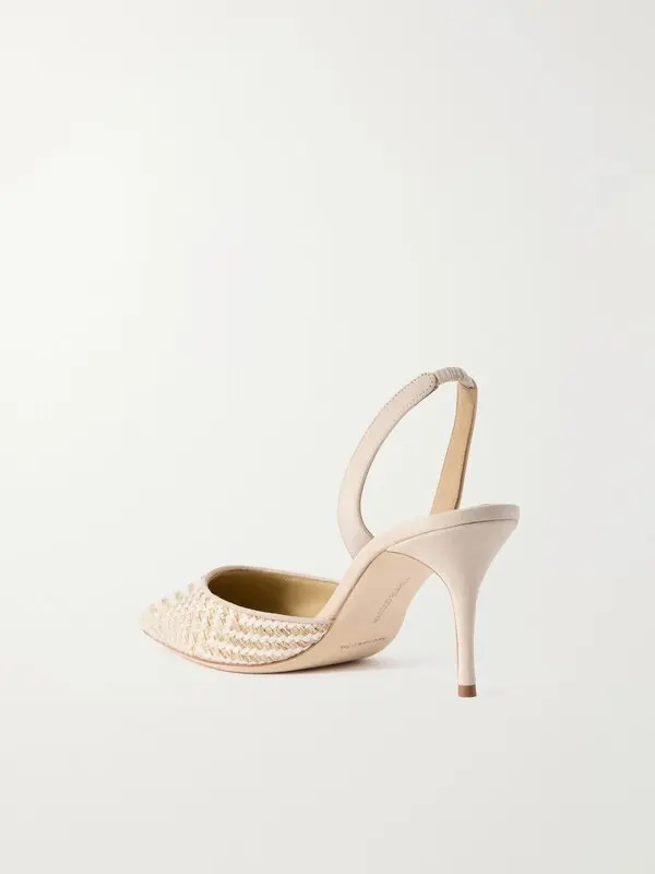 Manolo Blahnik Carolyne 70 Raffia Slingback Pumps