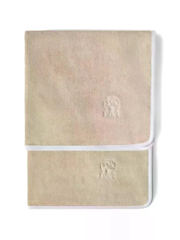 Brunello Cucinelli 2-piece Cotton Terrycloth Bath Towel Set With Embroidery - Neutrals