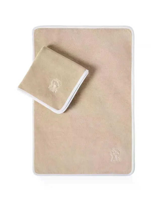 Brunello Cucinelli 2-piece Cotton Terrycloth Towel Set With Embroidery - Neutrals