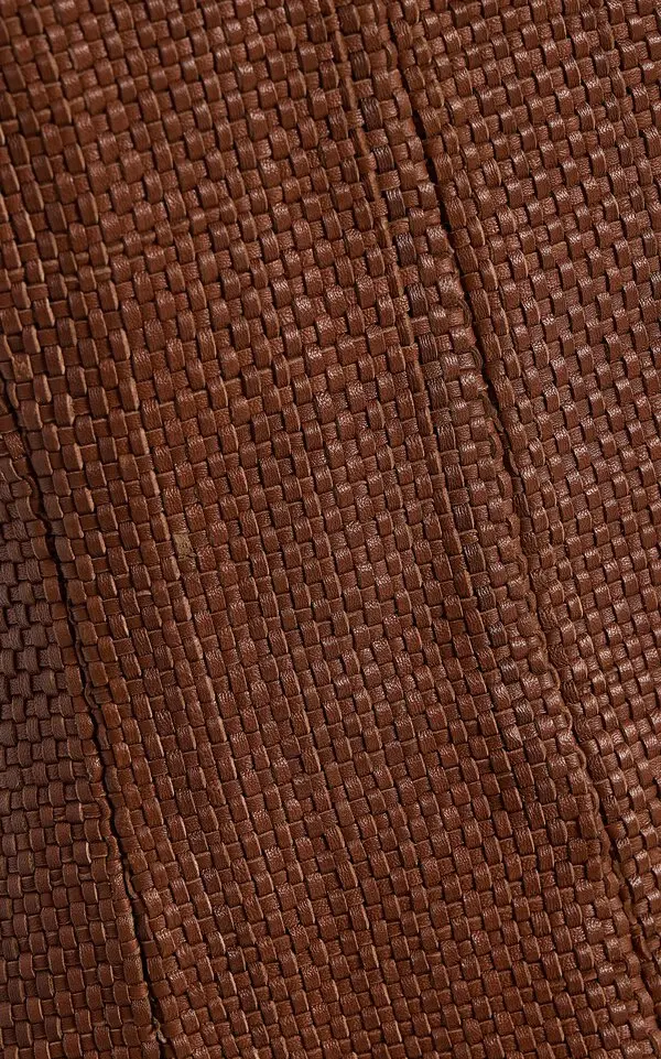 ST. AGNI Strapless Woven Leather Top