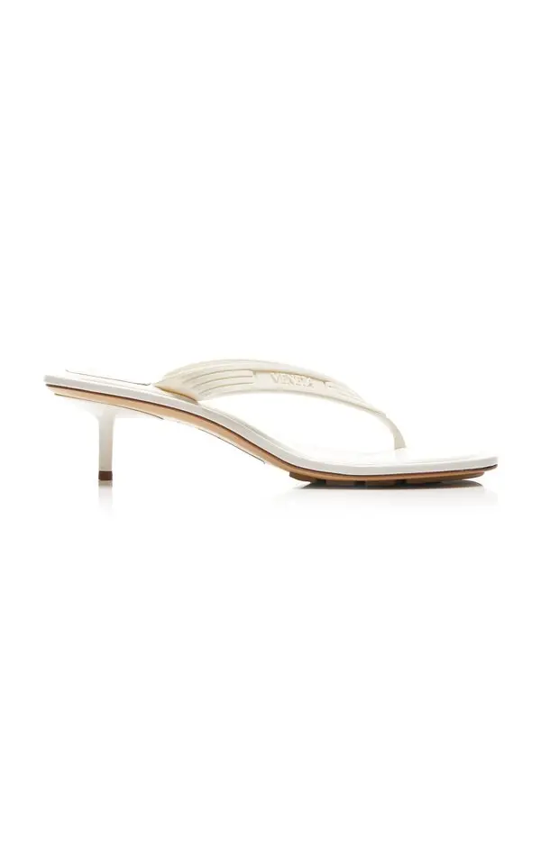 Bottega Veneta Sampieri Kitten Heel Rubber Thong Sandals - White