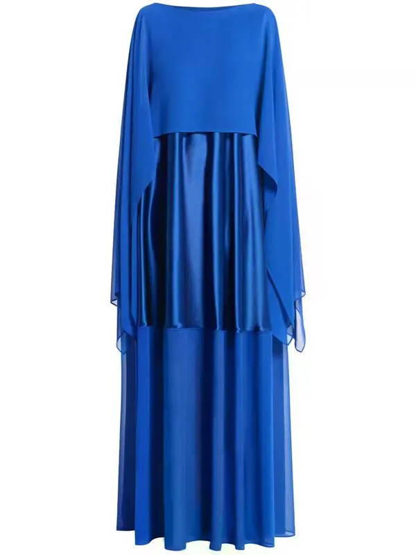 Talbot Runhof Loggia Crepe Cape Gown - Blue