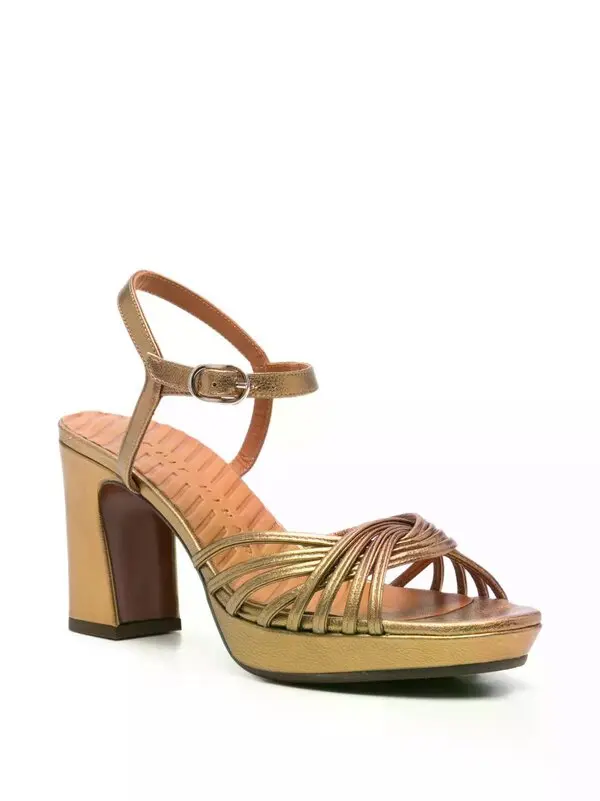 Chie Mihara Metallic Strappy Platform Sandals - Gold