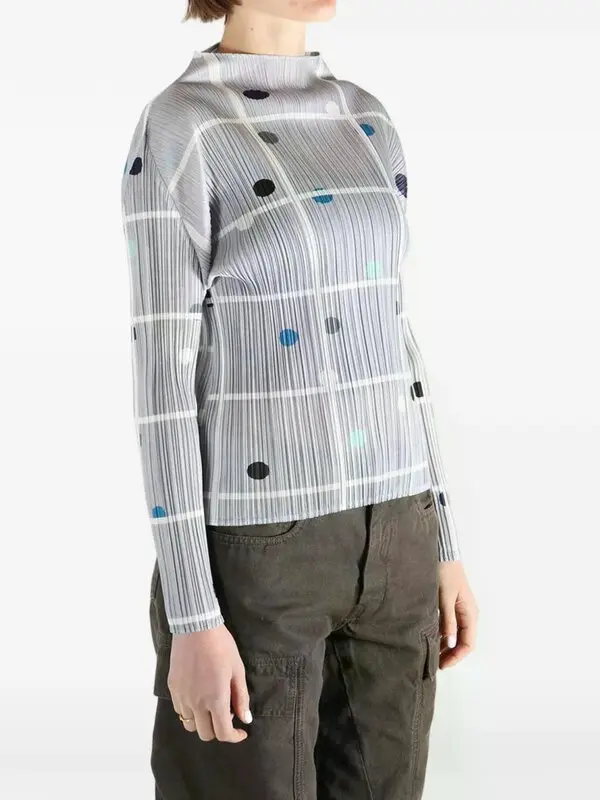 Issey Miyake Pleated Checked Top