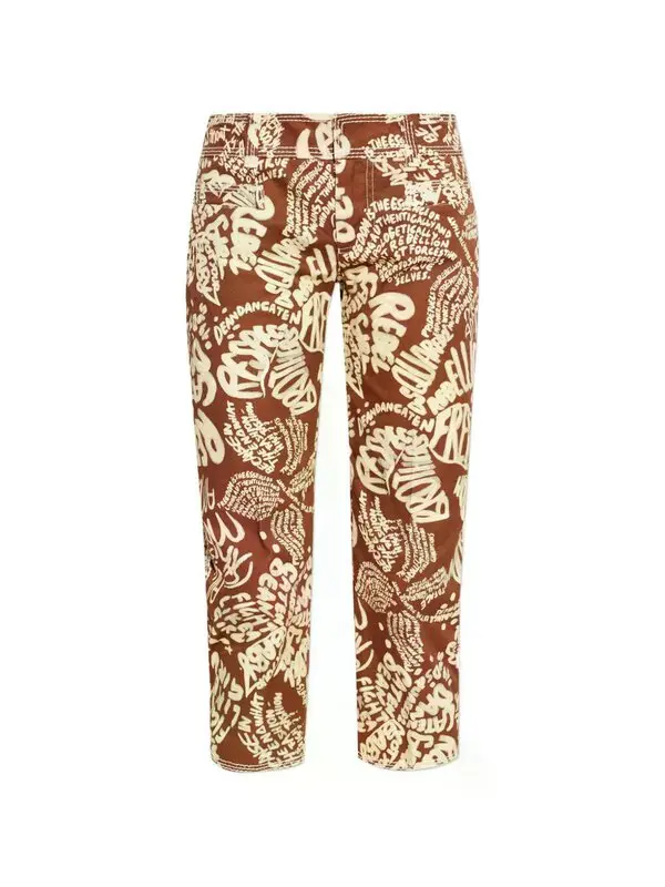 Dsquared2 Rebel Hibiscus Print Stretch Cotton Twill Trousers