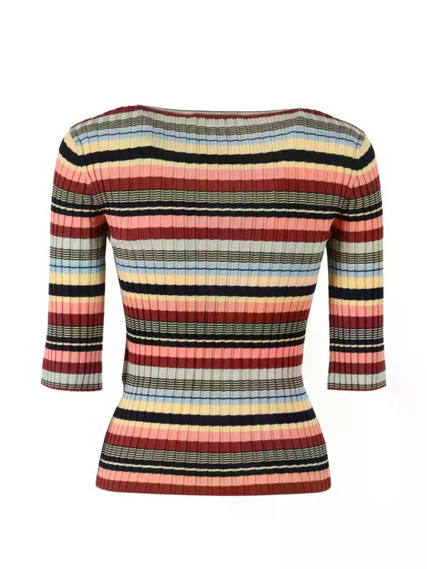 Max Mara Striped Cropped-sleeve Top - Red