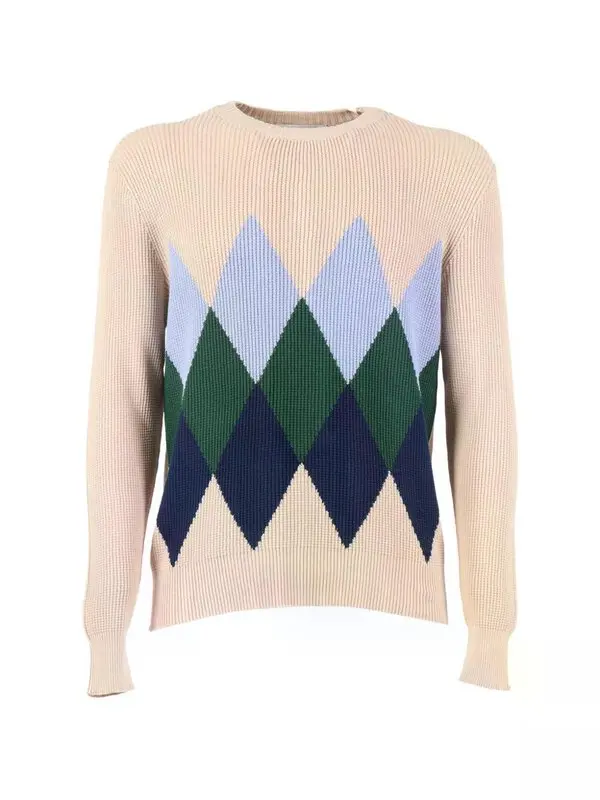 BALLANTYNE Argyle Pattern Crewneck Jumper - Neutrals