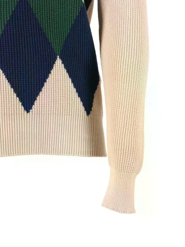 BALLANTYNE Argyle Pattern Crewneck Jumper - Neutrals