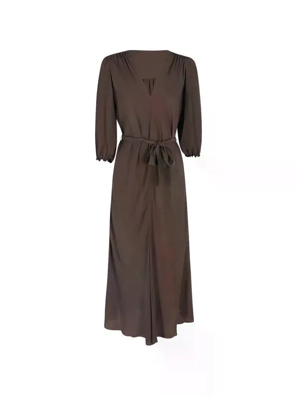 Seventy Belted V-neck Dress - Brown