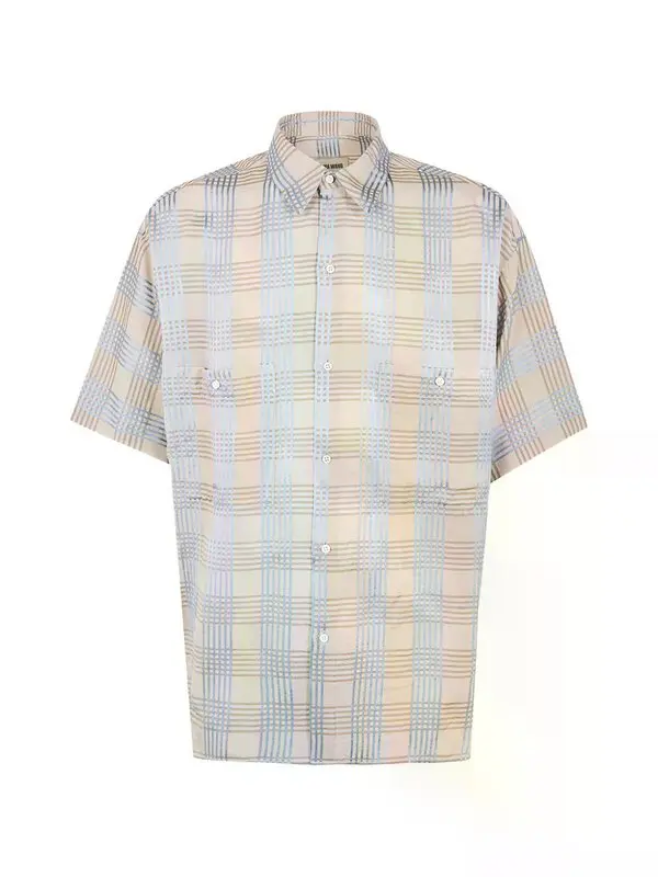 UMA WANG Buttoned Checked Polo Shirt