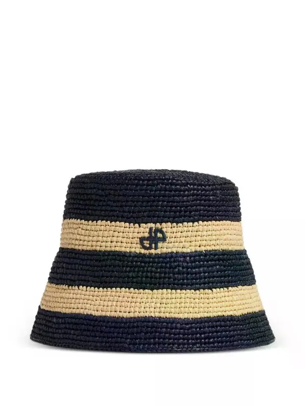PATOU Striped Logo-embroidered Bucket Hat - Blue