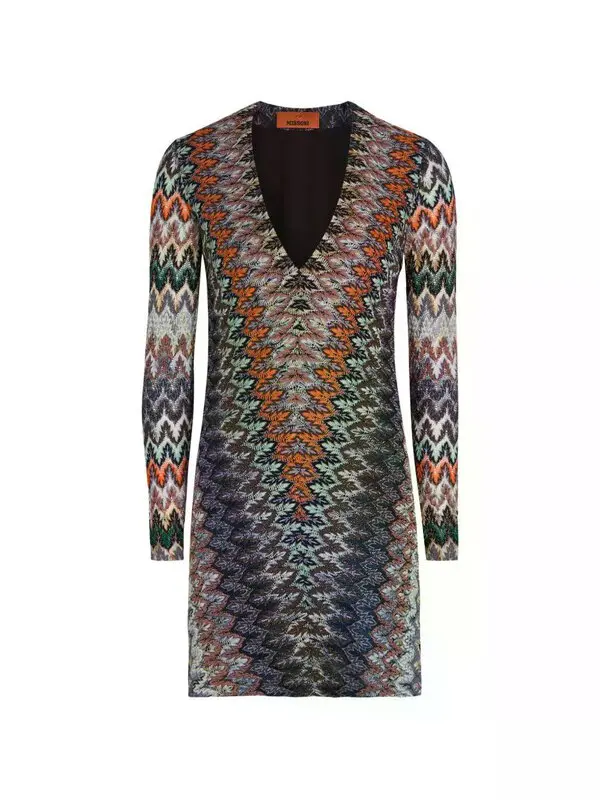 Missoni Patterned V-neck Mini Dress