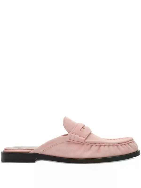 Burberry Leather Mules With Enamel Knight Detail - Pink