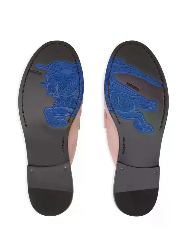 Burberry Leather Mules With Enamel Knight Detail - Pink