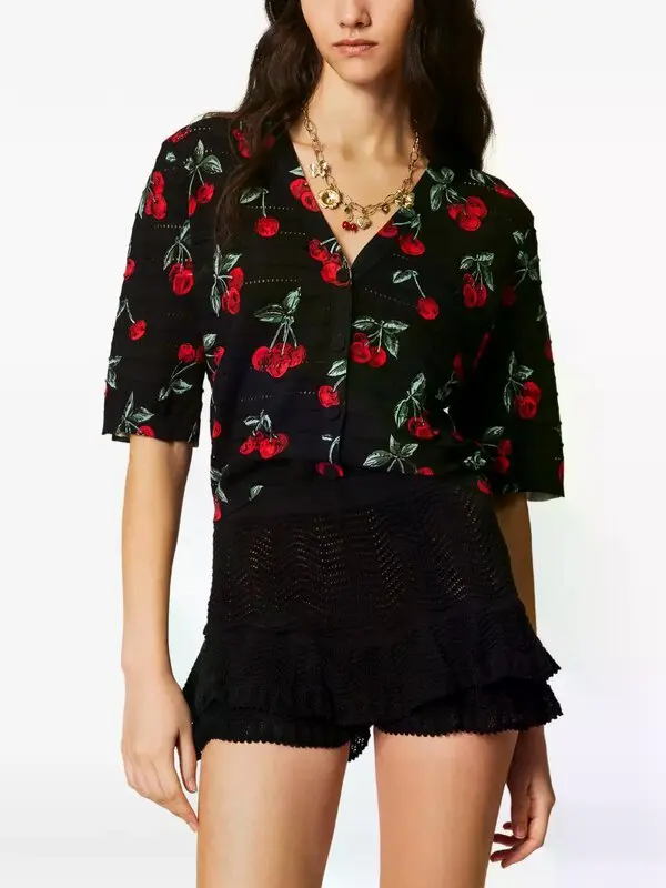 TWINSET Knitted Cherry Cardigan