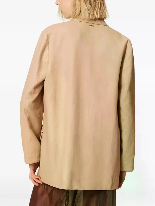 TWINSET Woven Linen Blend Blazer With Contrasting Trim
