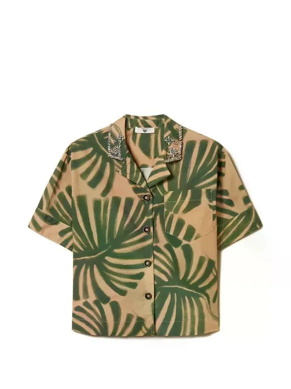 TWINSET Printed Shirt With Embellished Collar - Neutrals
