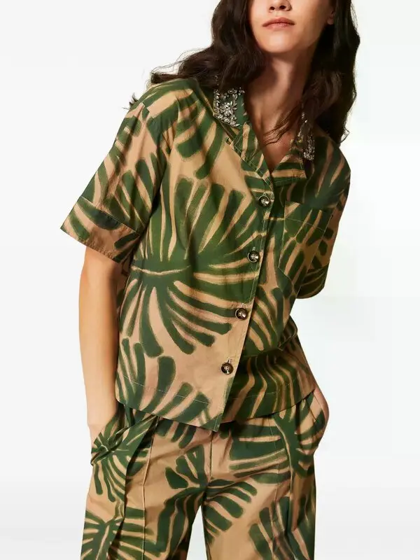 TWINSET Printed Shirt With Embellished Collar - Neutrals