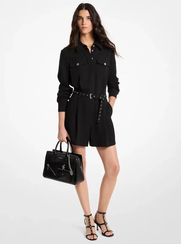 Michael Kors Belted Crepe Romper