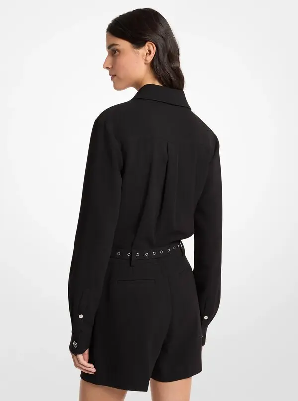Michael Kors Belted Crepe Romper