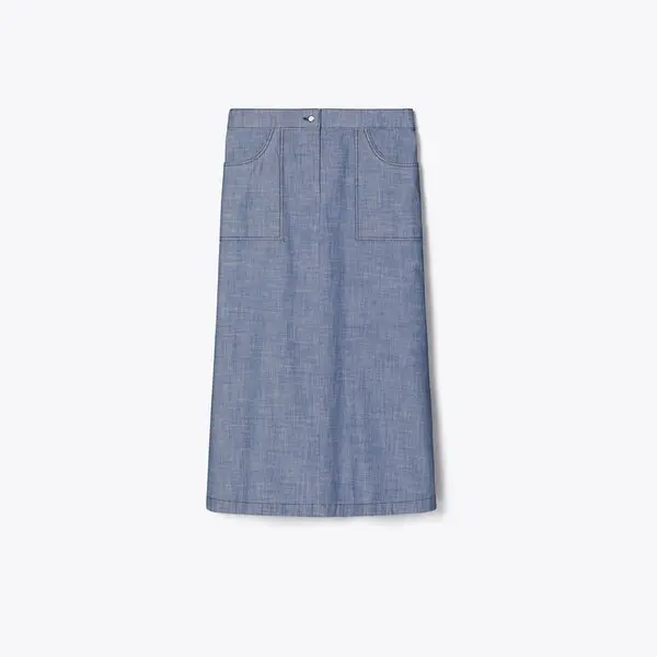 Tory Burch Cotton Camp Skirt - Blue Wash