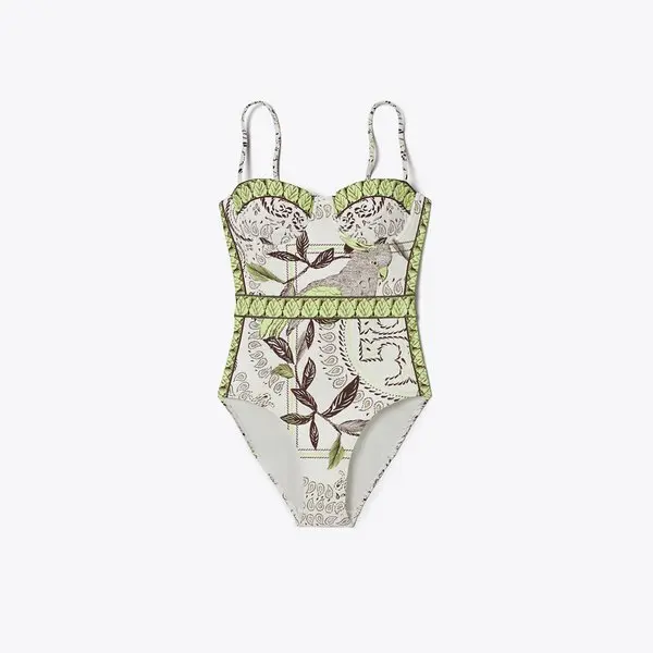Tory Burch Printed One-piece Swimsuit - Mint Cockatoo