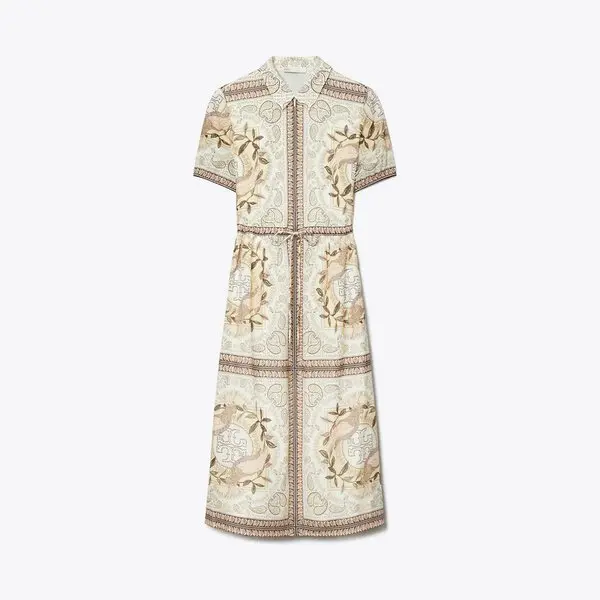 Tory Burch Cinched Cotton Zip Dress - Pink Cockatoo