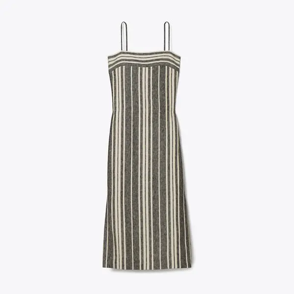 Tory Burch Linen Backless Dress - Black/ivory
