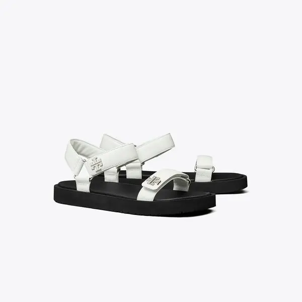 Tory Burch Kira Burch Slim Sandal - White/perfect Black/silver