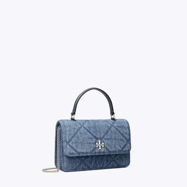 Tory Burch Mini Kira Diamond Quilt Denim Top-handle Crossbody - Cruise