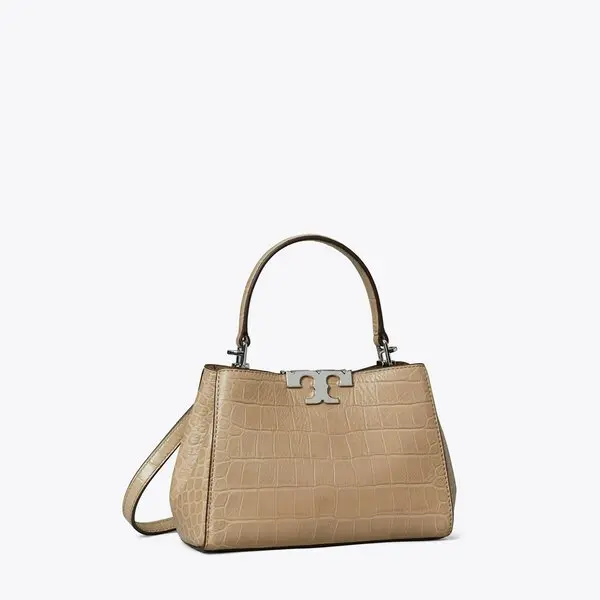 Tory Burch Mini Eleanor Croc-embossed Satchel - Ginger Leaf