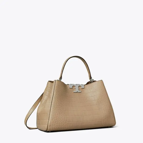 Tory Burch Eleanor Soft Croc-embossed Satchel - Ginger Leaf