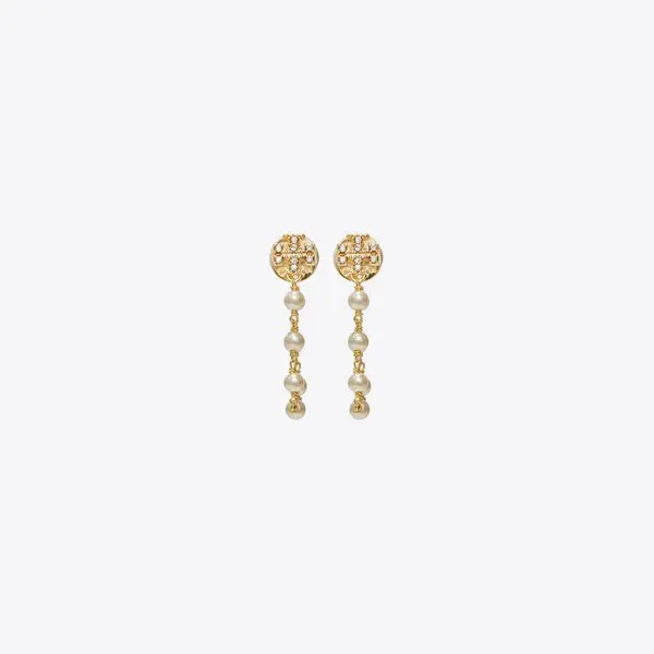 Tory Burch Moondance Pearl And Chain Earrings - Tory Gold/pearl/crystal