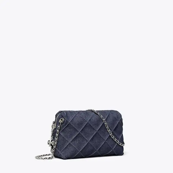 Tory Burch Fleming Denim Soft Crossbody Bag - Blue