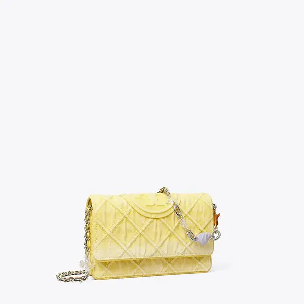 Tory Burch Fleming Denim Charm Chain Crossbody - Yellow