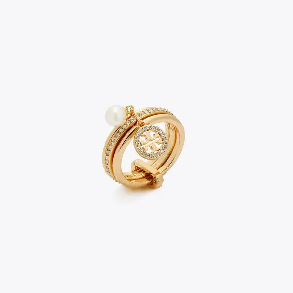 Tory Burch Icon Pavé Charm Ring - Tory Gold/crystal/pearl