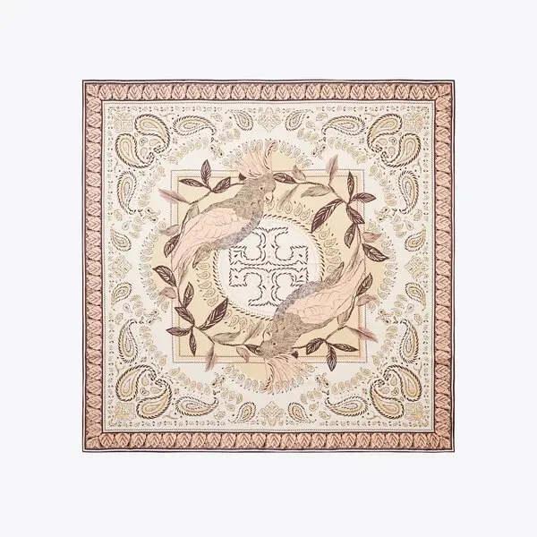 Tory Burch Cockatoo Bandana Silk Square Scarf - Pink Cockatoo