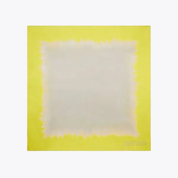 Tory Burch Tie-dye Silk Square Scarf - Khaki/yellow