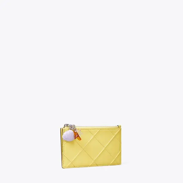 Tory Burch Fleming Charm Zip Card Case - Yellow
