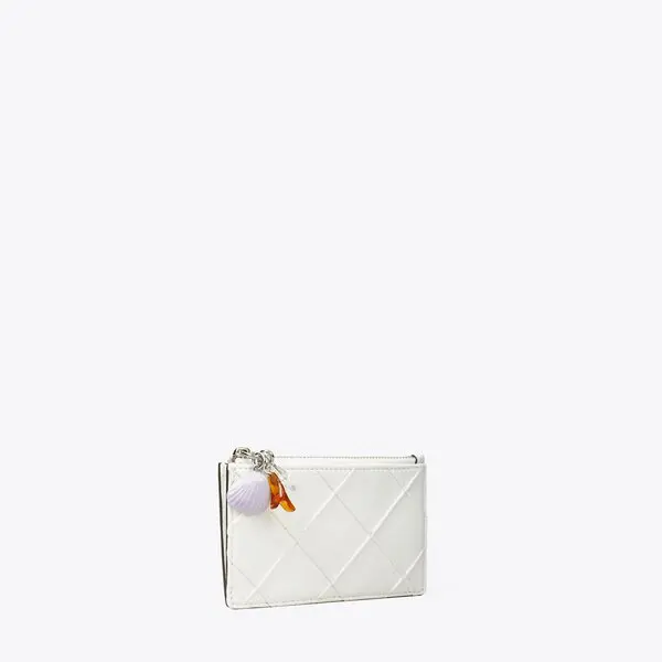 Tory Burch Fleming Distressed Charm Zip Card Case - Cirrus Cloud