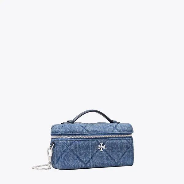 Tory Burch Kira Diamond Quilt Denim Vanity Case - Blue