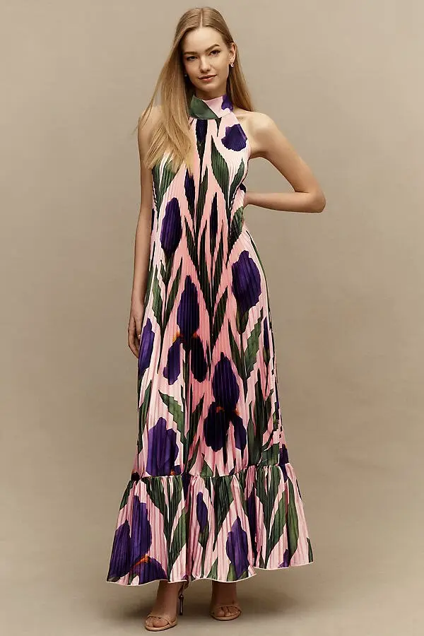 Anthropologie L'idee Ares Maxi Gown - Iris Garden