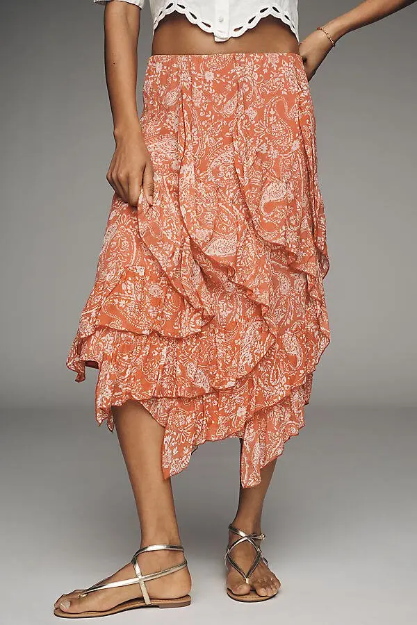 Anthropologie Ruffle Cascade Skirt